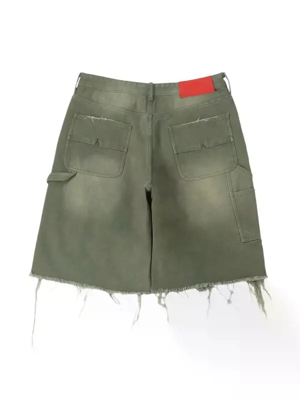 BLDG4 Chrysler Embellished Distressed Shorts - Green