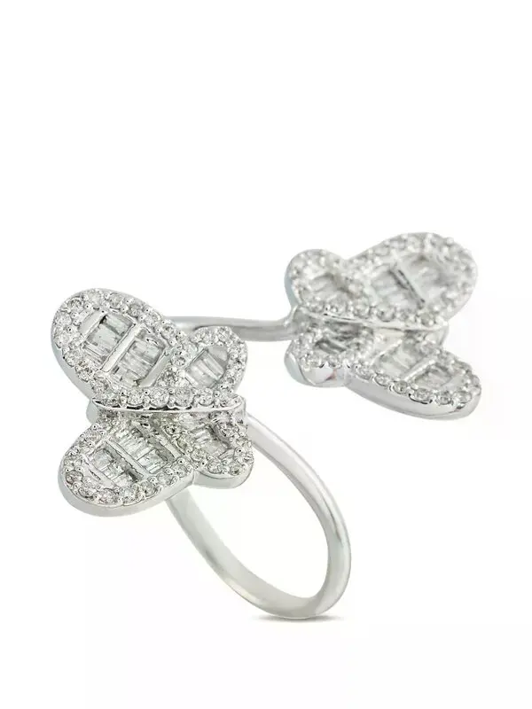 LB EXCLUSIVE Butterfly Motif Diamond Bypass Ring - Silver