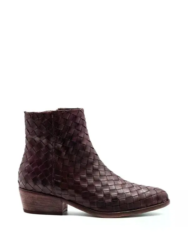 CURIOSITÈ Woven Leather Ankle Boots