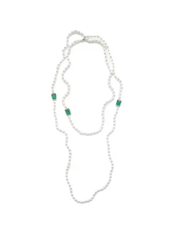 IZABEL DISPLAY Mega Pearl Cubic Zirconia Necklace - Silver