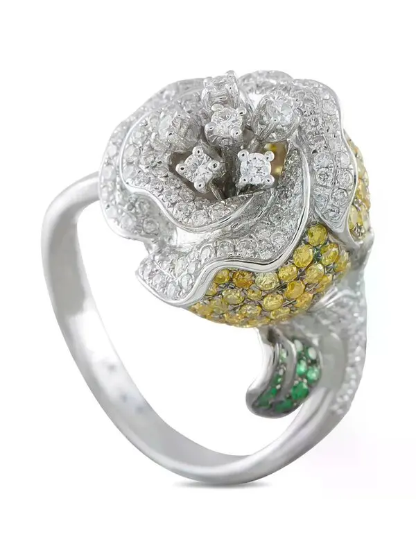 LB EXCLUSIVE 18k White Gold Floral Diamond Ring - Silver
