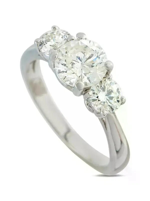 LB EXCLUSIVE Platinum 1.90 Carat Round Diamond Three-stone Ring - Silver