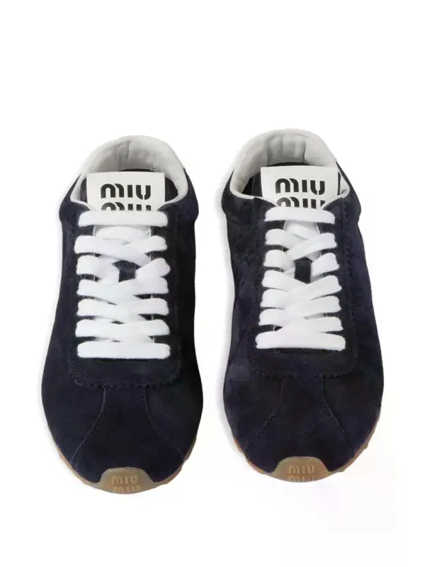Miu Miu Plume Suede Lace-up Sneakers - Blue