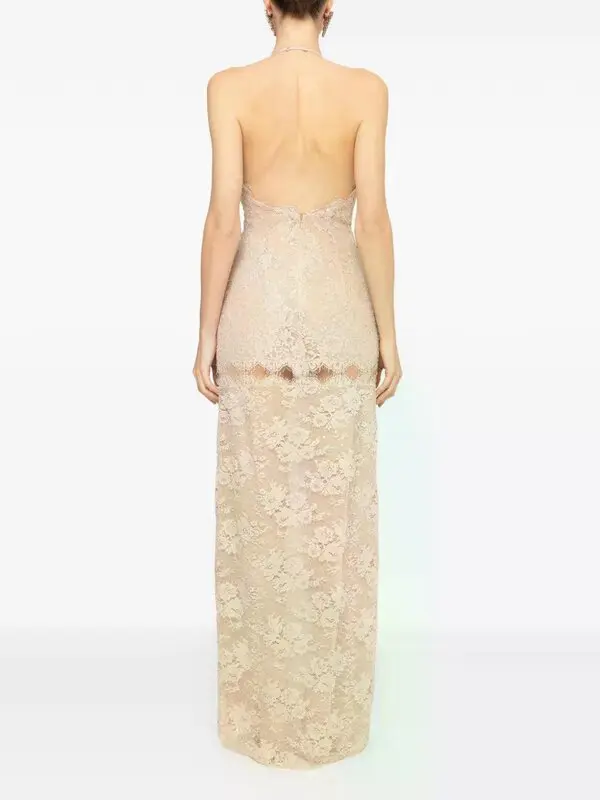 NISSA Beaded Lace-trimmed Maxi Dress