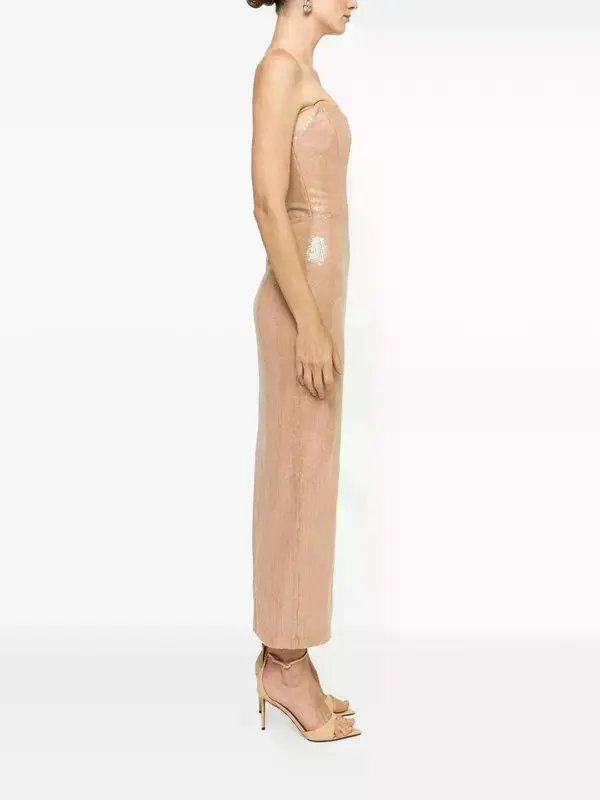 NISSA Sequin-embellished Strapless Midi Dress