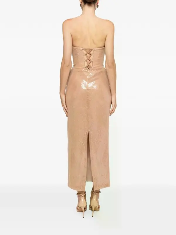 NISSA Sequin-embellished Strapless Midi Dress