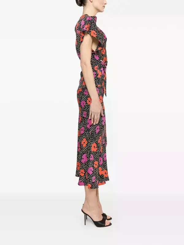 NISSA Floral Print Belted Shirt