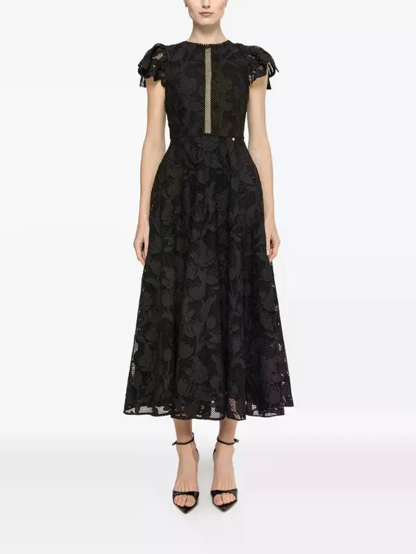 NISSA Embroidered Lace Midi Dress