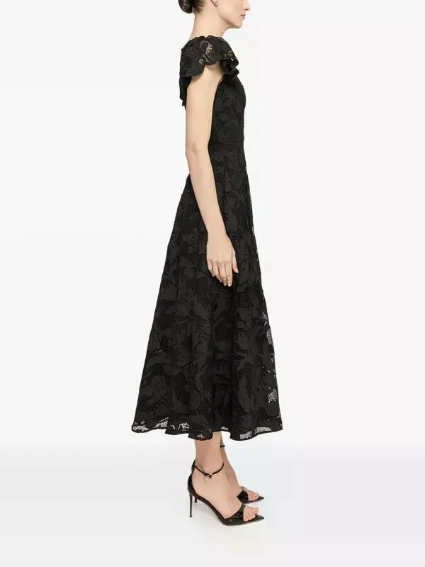 NISSA Embroidered Lace Midi Dress