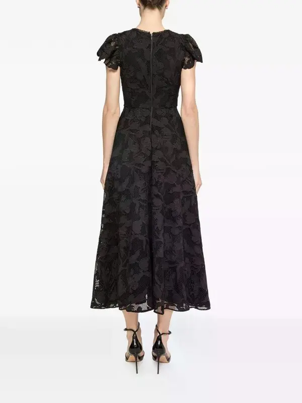 NISSA Embroidered Lace Midi Dress