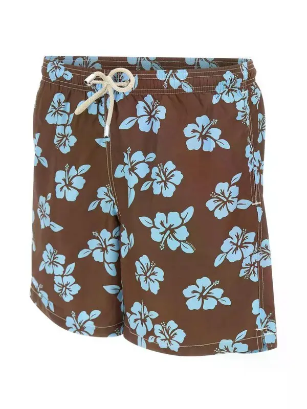 MC2 SAINT BARTH Lighting Tiki Hibiscus-print Swim Shorts - Brown
