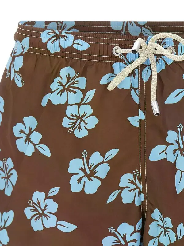 MC2 SAINT BARTH Lighting Tiki Hibiscus-print Swim Shorts - Brown