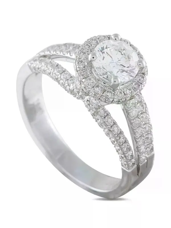 LB EXCLUSIVE 18k White Gold Diamond Halo Ring - Silver