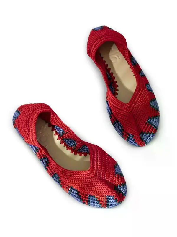 SLO_HAND_MADE Hand-woven Crochet Ballet Flats