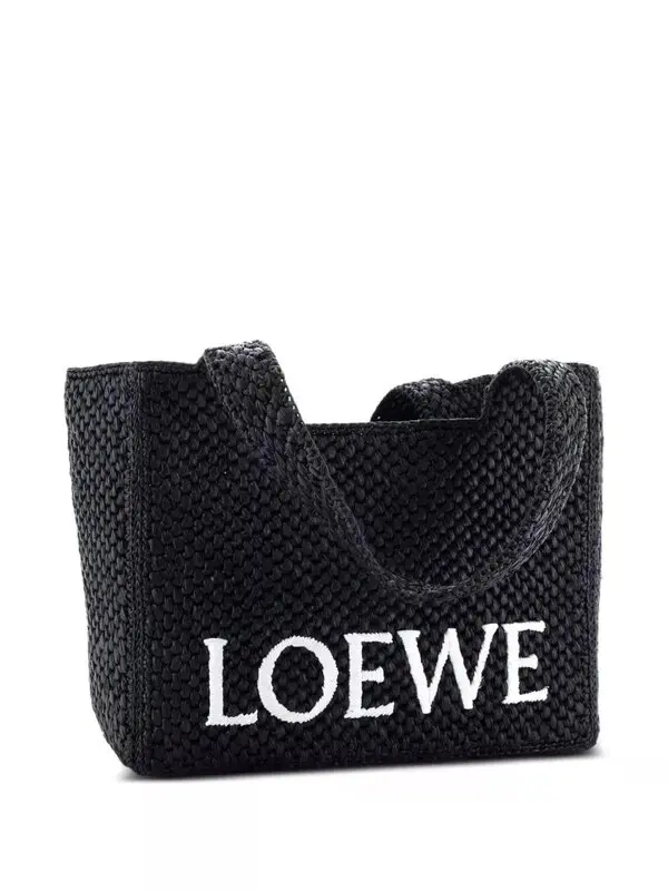 Loewe Logo Raffia Large Tote Bag - Black