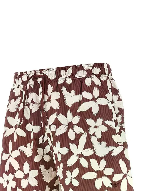Emporio Armani Floral Print Swim Shorts - Red