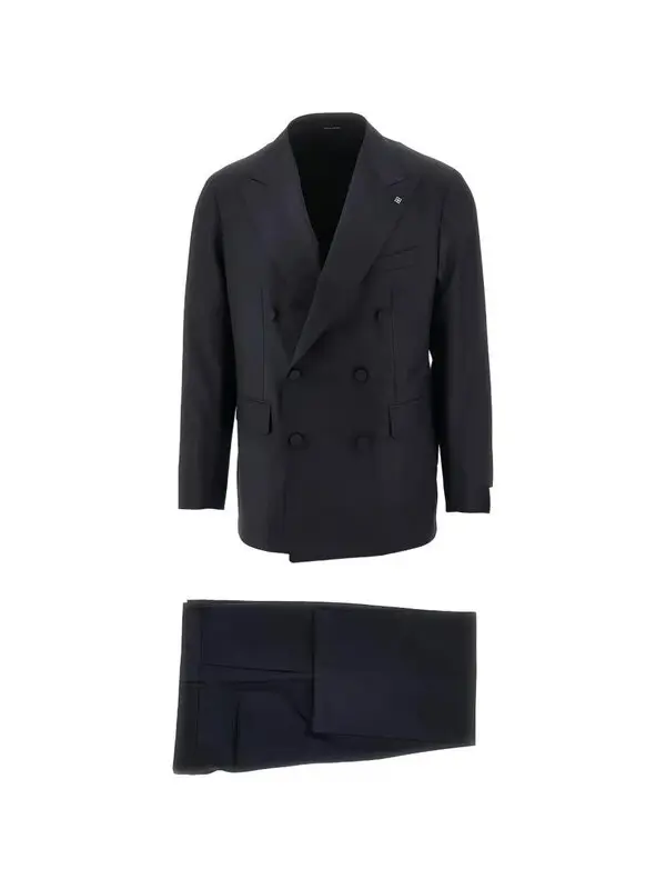 Tagliatore Super 110's Double-breasted Wool Suit - Blue