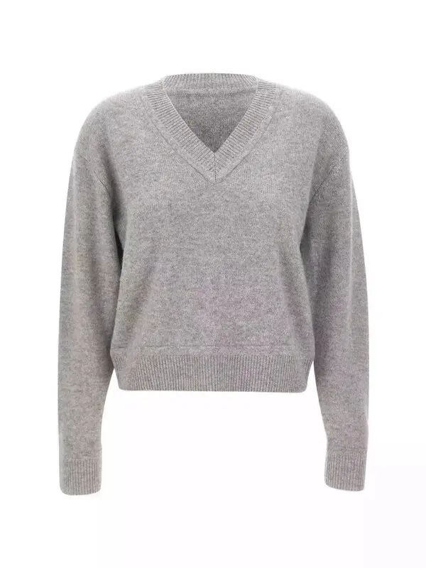 SWEET CASHMERE Ribbed-trim V-neck Cashmere Sweater