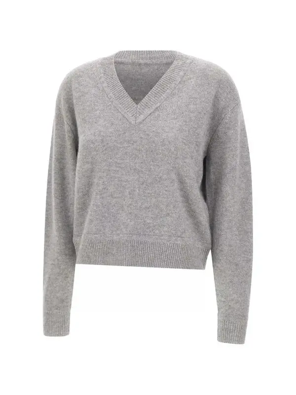 SWEET CASHMERE Ribbed-trim V-neck Cashmere Sweater