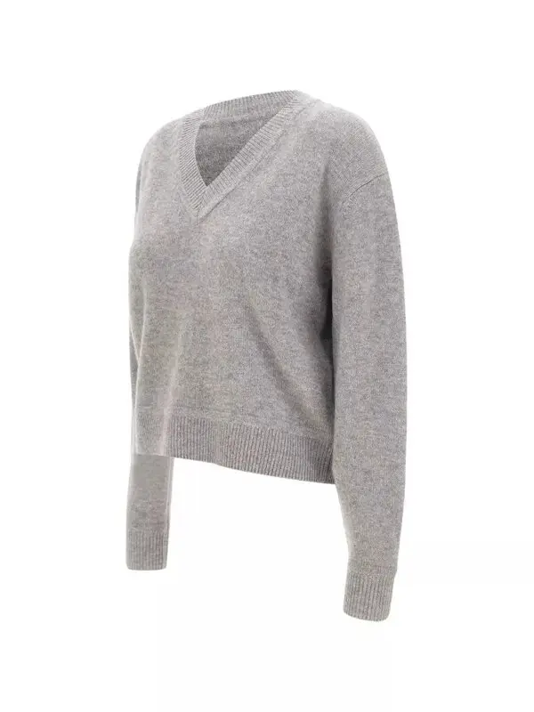 SWEET CASHMERE Ribbed-trim V-neck Cashmere Sweater
