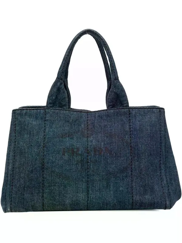 Prada Canapa Logo Denim Tote Bag