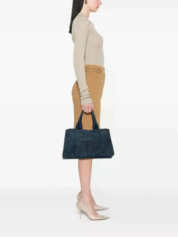 Prada Canapa Logo Denim Tote Bag