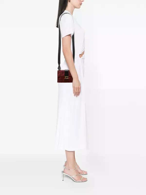 Fendi Zucca Canvas Convertible Baguette Pouch - Red