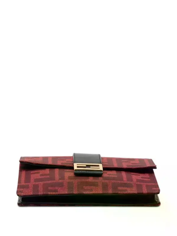 Fendi Zucca Canvas Convertible Baguette Pouch - Red