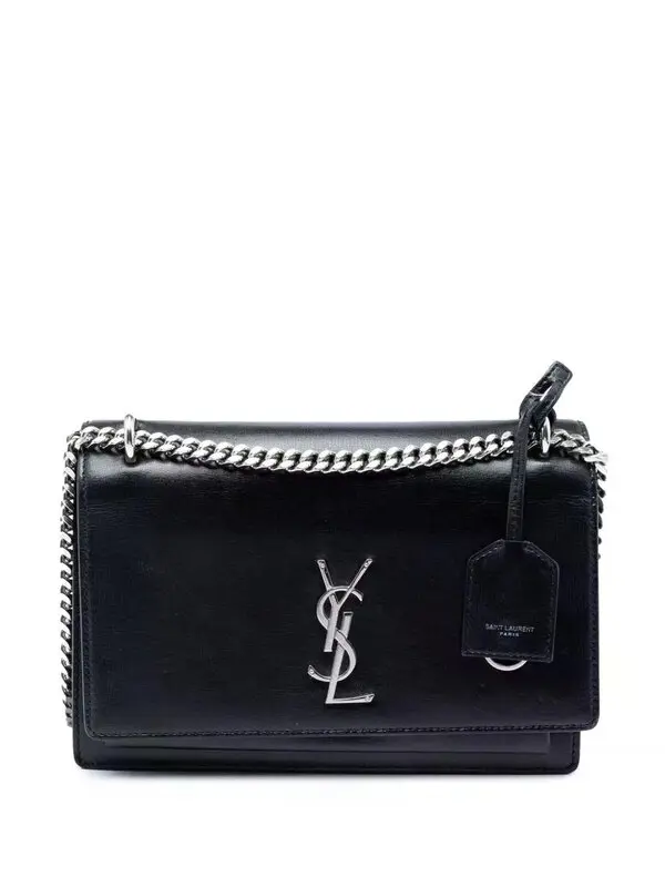 Saint Laurent Medium Calfskin Monogram Sunset Crossbody Bag - Black