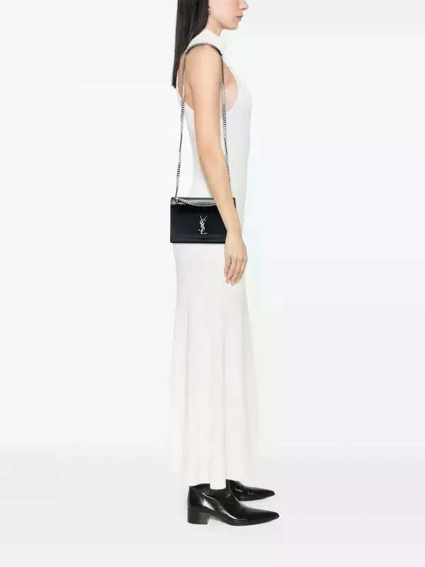 Saint Laurent Medium Calfskin Monogram Sunset Crossbody Bag - Black