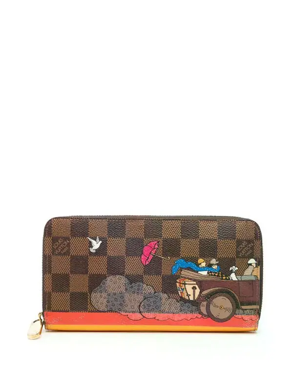 LOUIS VUITTON 2015 Damier Ebene Evasion Illustre Zippy Wallet Long Wallets - Brown