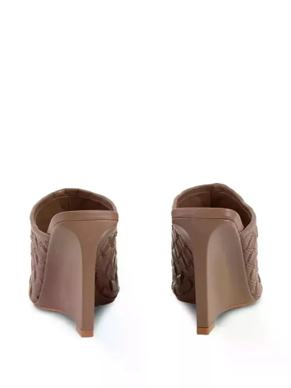 ANDREA CARRANO Woven Leather Wedge Mules