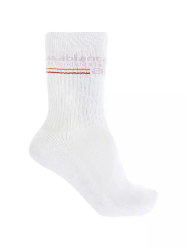Casablanca Logo-intarsia Ribbed Socks - White