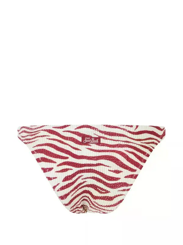MC2 SAINT BARTH Crinkle Zebra Print Bikini Bottoms - Neutrals