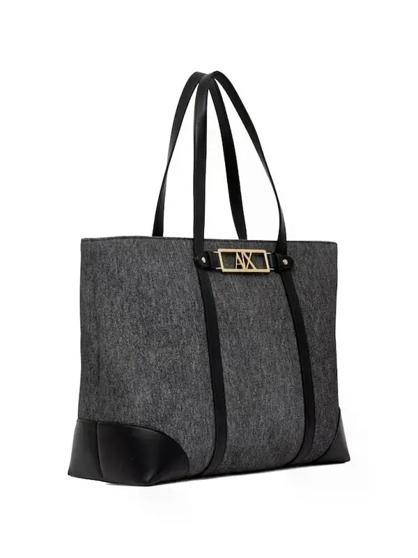 Armani Exchange Logo Plaque Tote Bag