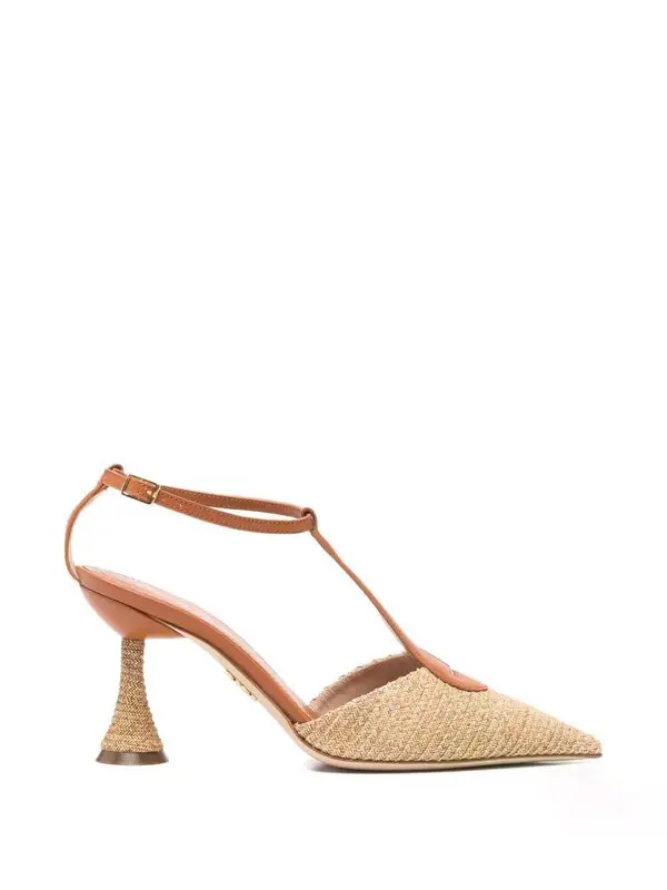 Rodo Straw-panelled T-bar Pumps