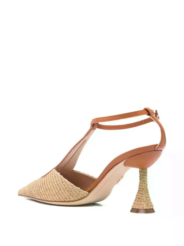 Rodo Straw-panelled T-bar Pumps