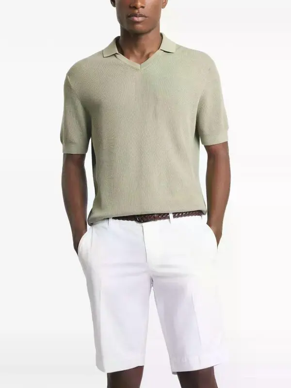 FAY Ribbed Collar V-neck T-shirt