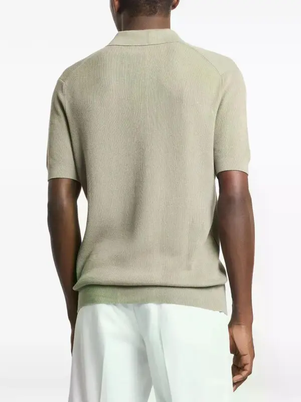 FAY Ribbed Collar V-neck T-shirt