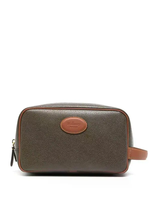 Mulberry Logo Patch Leather Wash Bag