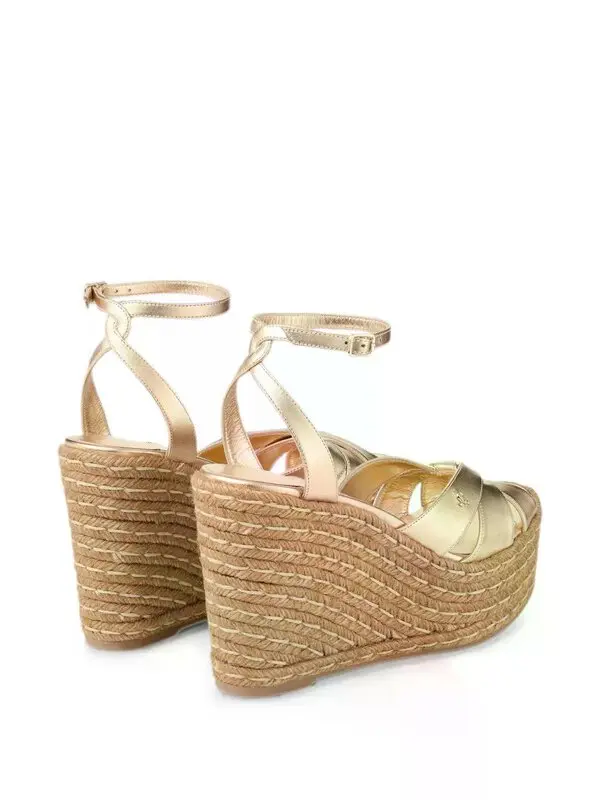 JIMMY CHOO Korra 100 Metallic Nappa Leather Wedge Sandals