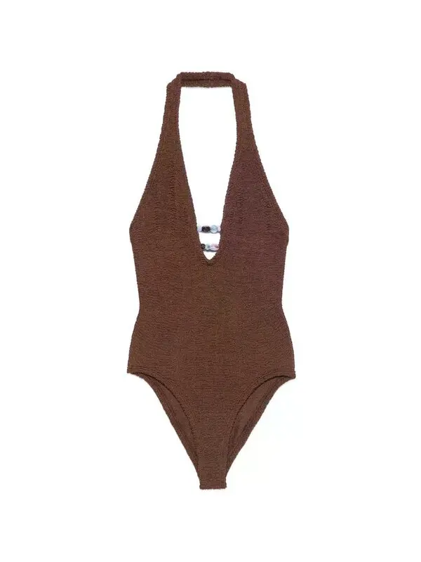 Hunza G Adriana Crinkle-effect Swimsuit - Brown