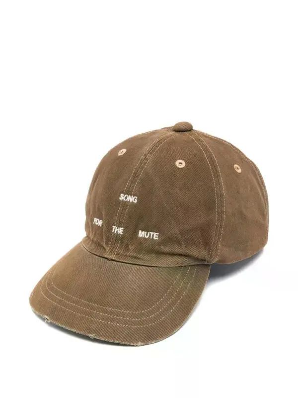 SONG FOR THE MUTE Distressed Denim Cap - Brown