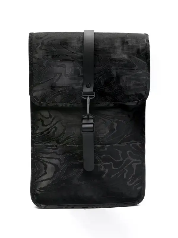 Rains Swirl Print Buckle-fastening Backpack - Black