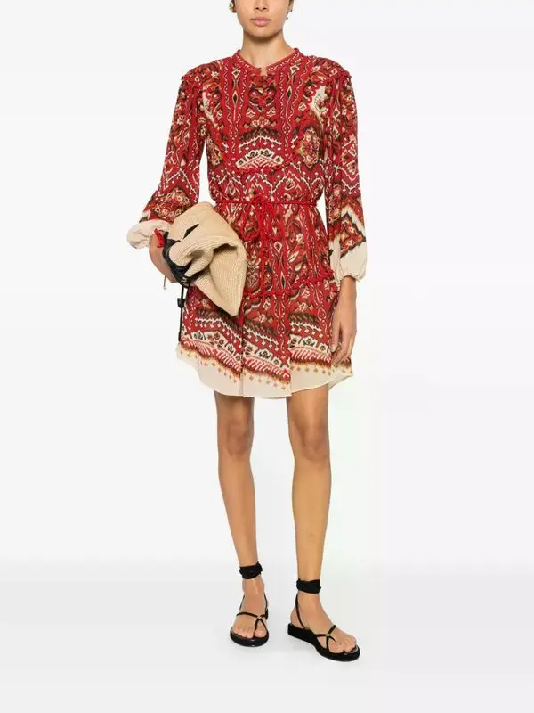 Farm Rio Geometric Pattern Mini Dress - Red
