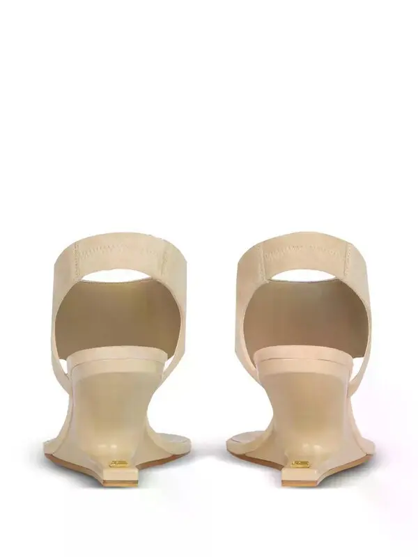 Balmain Suede Wedge Sandals - Neutrals