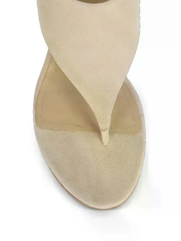 Balmain Suede Wedge Sandals - Neutrals
