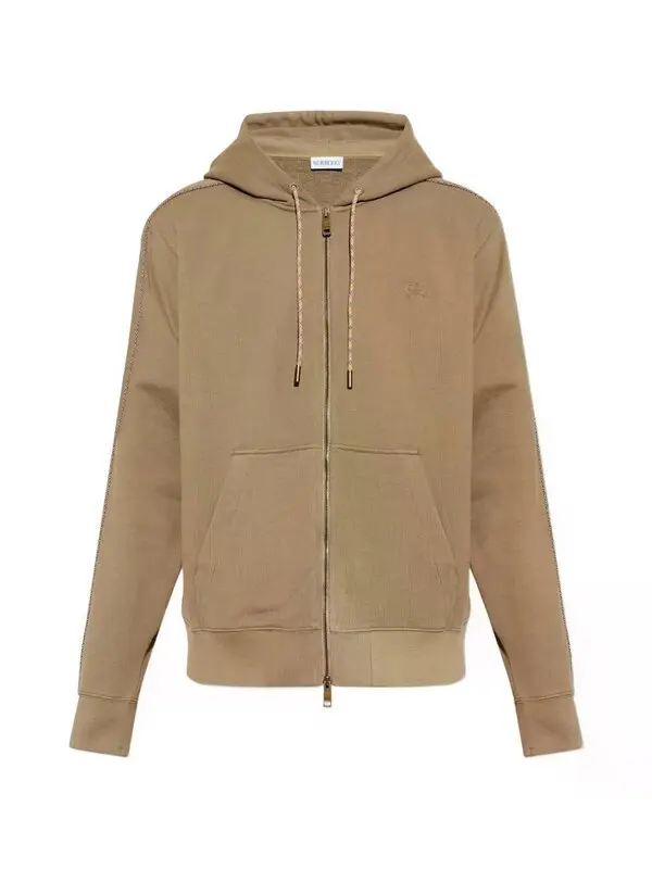 Burberry Embroidered Logo Zip-up Hoodie