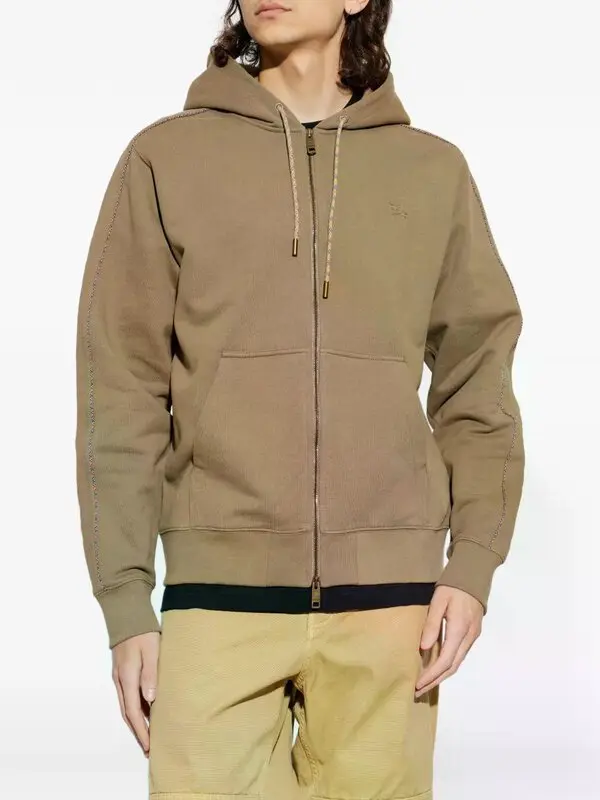 Burberry Embroidered Logo Zip-up Hoodie