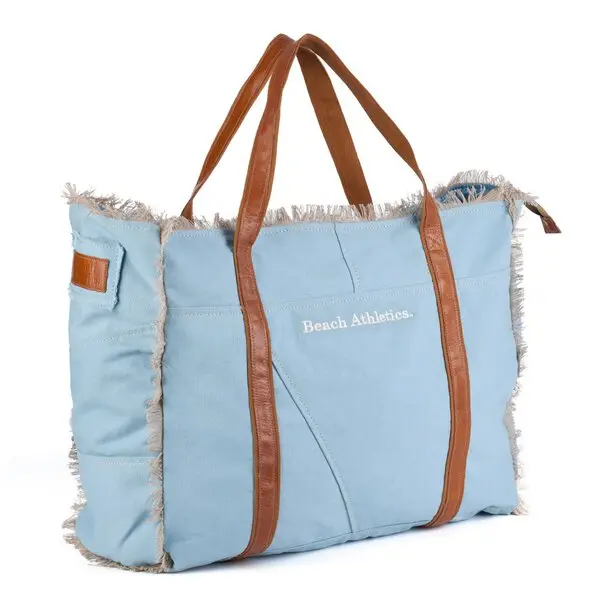 BEDROOM ATHLETICS Bonnie All Over Strap Large Washed Canvas Beach Bag - Blue